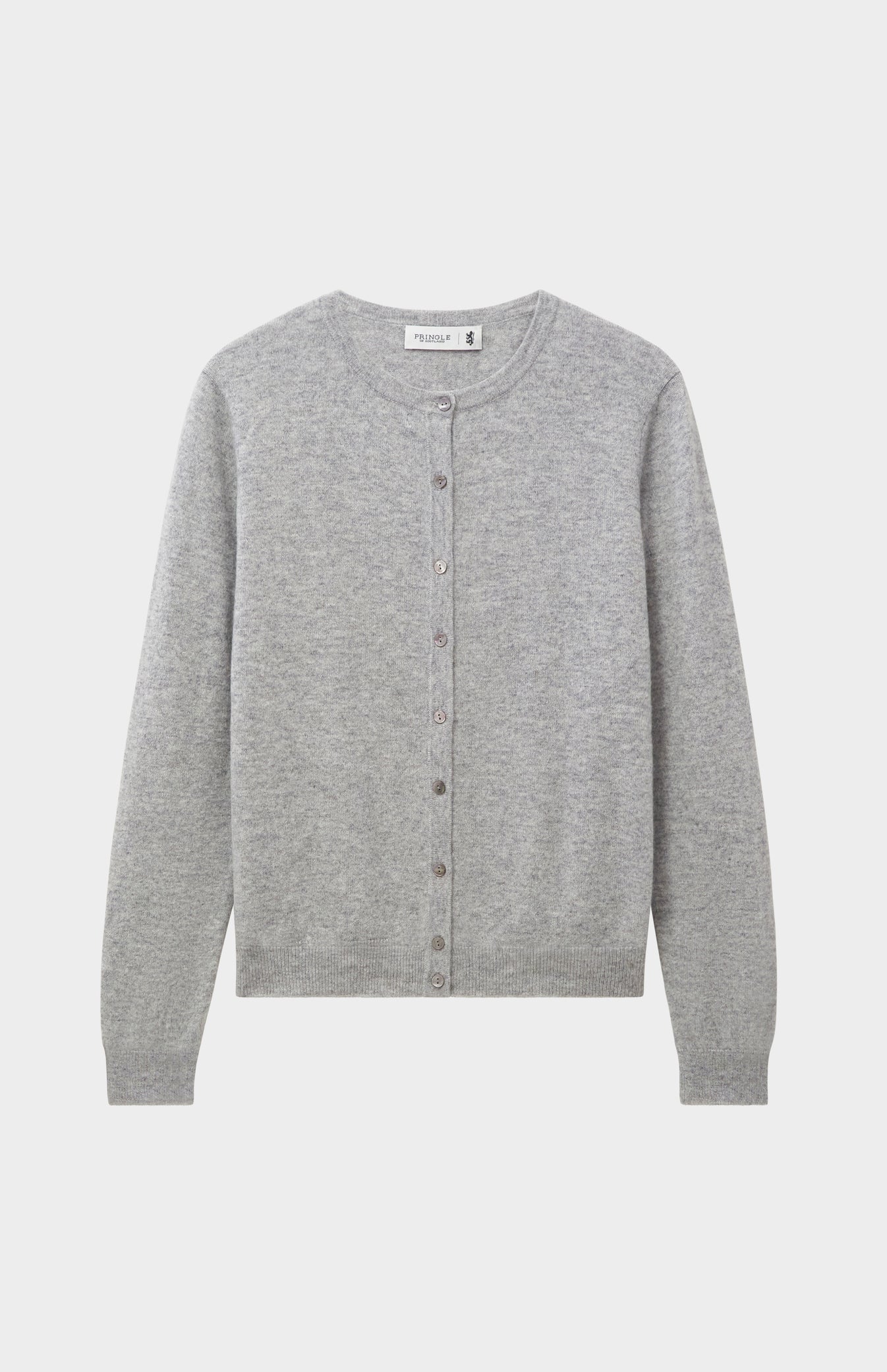 Pringle Women's Classic Round Neck Cashmere Cardigan In Silver Melange ...