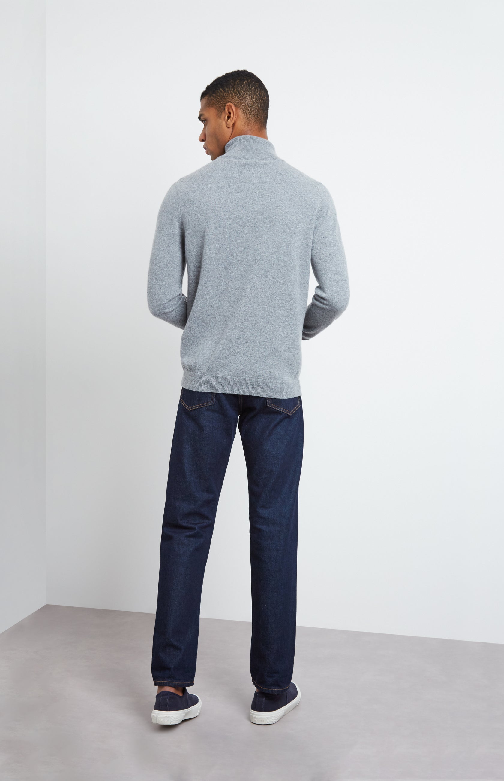 Men's Grey Zip Neck Cashmere Jumper - Pringle of Scotland